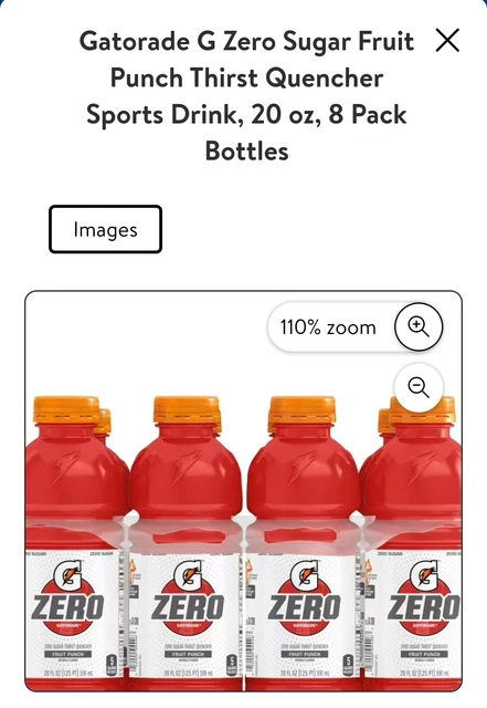 GATORADE G ZERO Sugar Fruit Punch Thirst Quencher Sports Drink, 20 oz, 8 Pack... £9.23 - PicClick UK