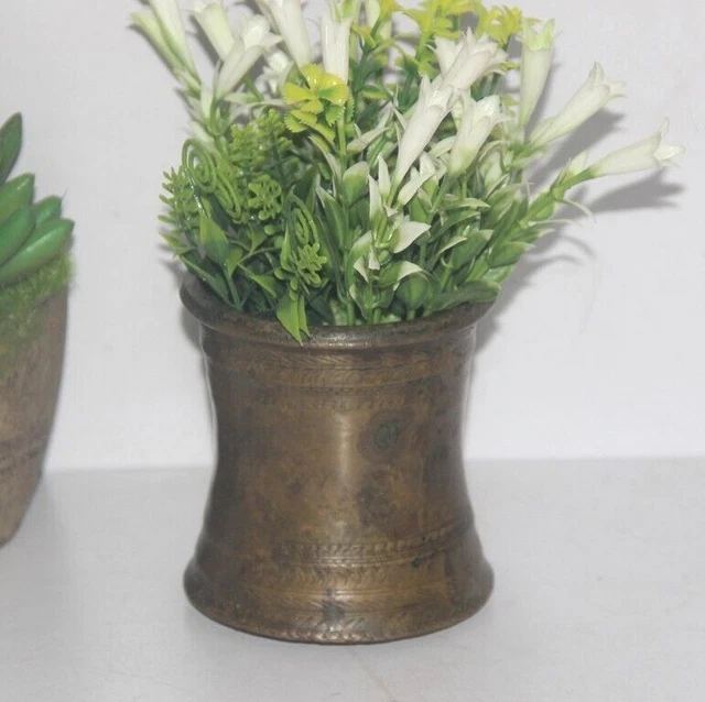 BRASS PANCHPATRA HOLY Water Pot Inlay Design RARE Spiritual 7538_77 £70 ...