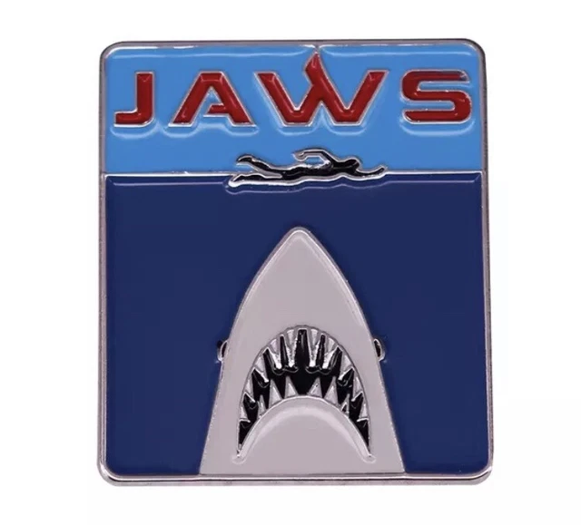 STEVEN SPIELBERG JAWS Shark Amity Island Swimmer Metal enamel pin badge ...