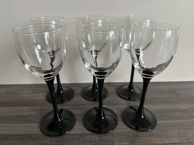 6 WEISSWEINGLÄSER LUMINARC France Domino schwarzer Stiel Höhe 18,5 cm EUR 22,50 - PicClick DE