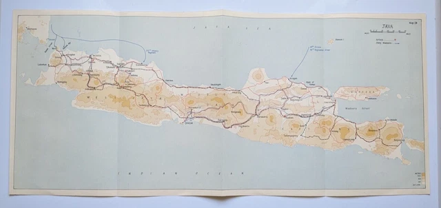 MAPPA JAVA INVASIONE giapponese 1942 seconda guerra mondiale 1957 EUR ...