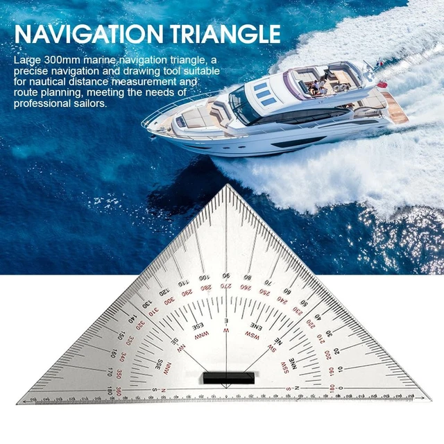 SHIP NAVIGATION TRIANGLE Board 300mm Nautical Chart Drawing Ruler ...