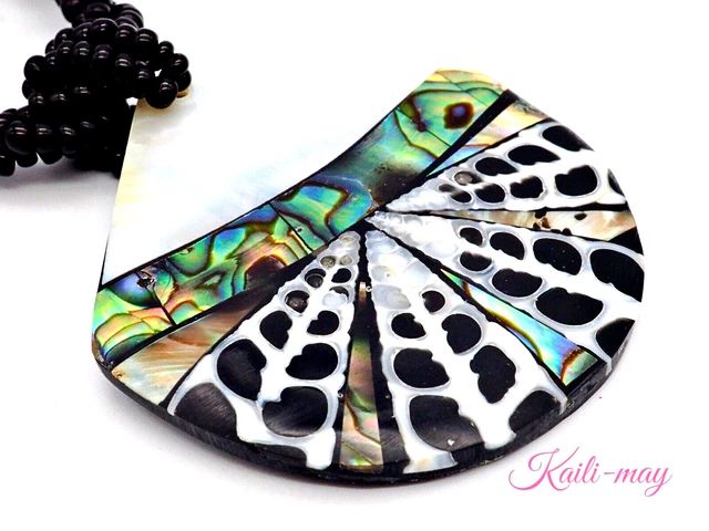 ABALONE, PAGODA, NACRE Collier pendentif fait main en coquillage EUR 20,33 - PicClick FR