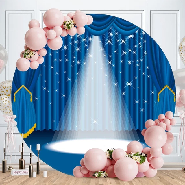 BLUE STAGE THEME Round Happy Birthday Backdrop $36.01 - PicClick AU