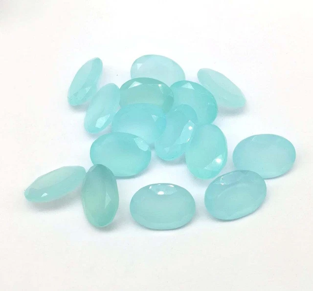 PIERRE PRÉCIEUSE LÂCHE en calcédoine aquatique naturelle coupe ovale 5 ...