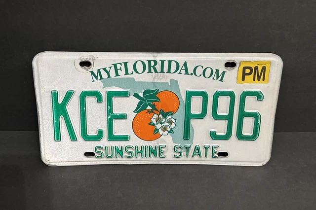 FLORIDA PERMANENT LICENSE Plate — Kce 🍊P96 — Sunshine State $27.98 ...