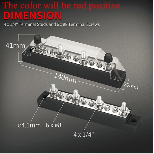 POSITIVE POWER DISTRIBUTION Terminal Block Battery Bus Bar Set 300V AC ...