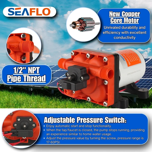 SEAFLO 42 SERIES On Demand Water Pressure Pump 12V 3.0 GPM 12 volts ...