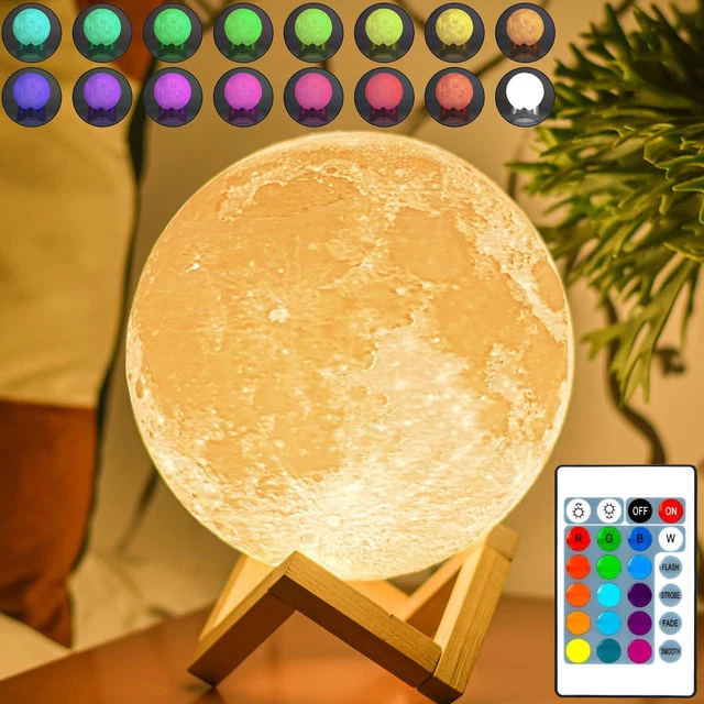 MOON LAMP,LED LUNAR Night Light Remote Control Table Lamp Dimmable ...