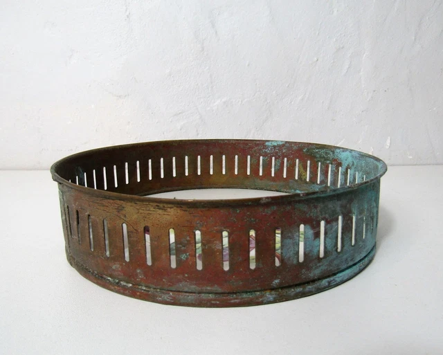 ANCIENNE CORBEILLE AJOURÉE en faience et cuivre 18cm prunes EUR 19,90 ...