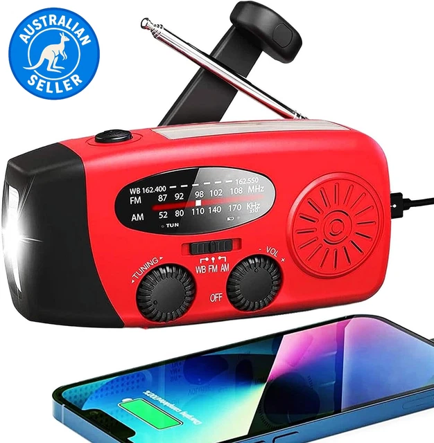 18500MWH/5000MAH HAND CRANK Emergency Weather Radio, AM FM NOAA Solar ...