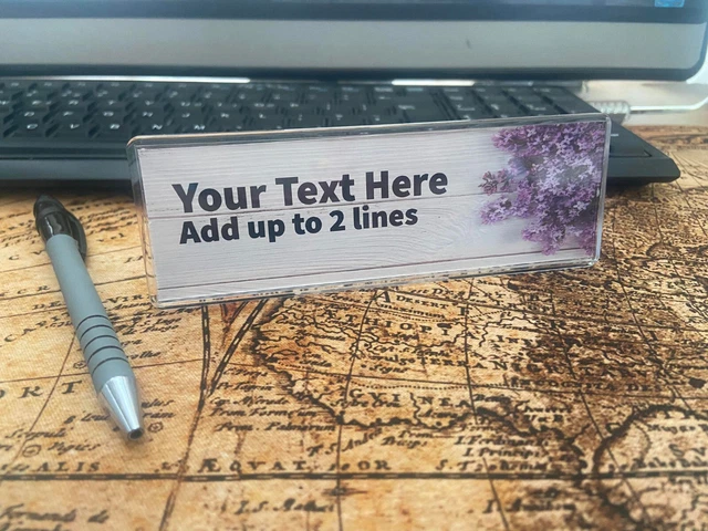 PERSONALISED DESK NAME Title Desk Name Plate - Flower Design for work ...