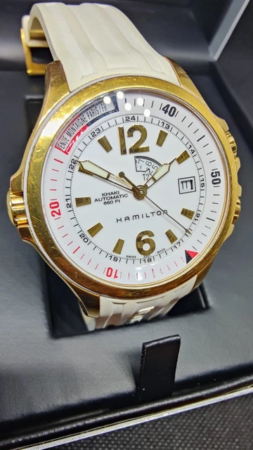 HAMILTON KHAKI NAVY GMT automatic, gold / white - H77535825 - pvt EUR ...