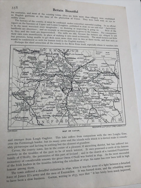 1923: MAP OF Cavan County Original Print Doorway Kilmore Cathedral ...