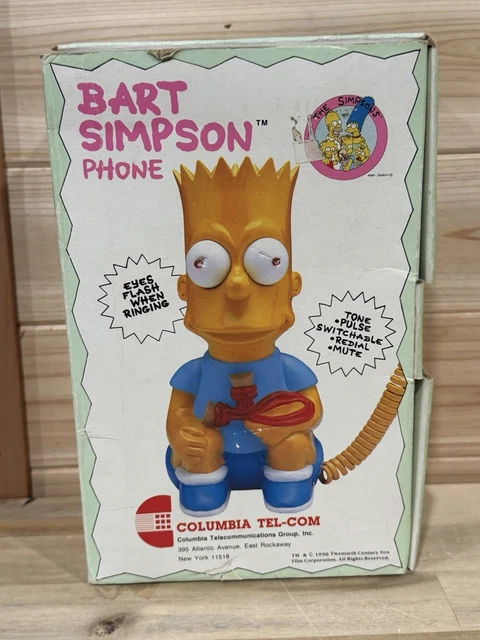 VINTAGE 1990 COLUMBIA Tel-Com The Simpson’s BART Simpson Phone Landline ...