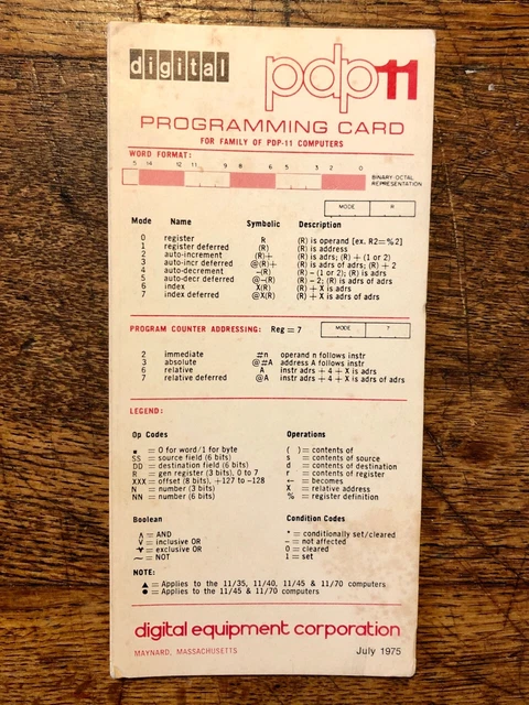 SCHEDA DI PROGRAMMAZIONE DEC Digital Equipment Corporation PDP-11, rara! EUR 8,00 - PicClick IT
