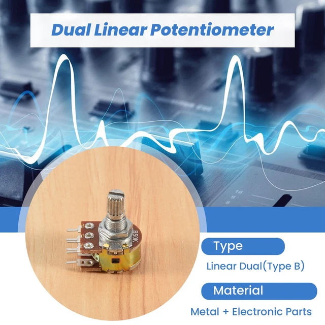 2X(10PCS TOP ADJUSTMENT Linear Dual Knurled Shaft Potentiometer 50K ...
