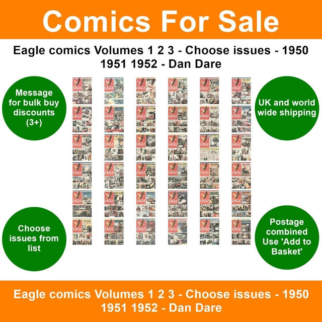 EAGLE COMICS VOLUMES 1 2 3 - Choose issues - 1950 1951 1952 - Dan Dare ...