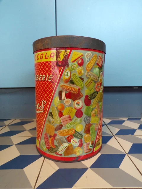 ANCIENNE BOÎTE KLAUS CONFISERIE CARAMEL CHOCOLAT en TÔLE LITHOGRAPHIé ...