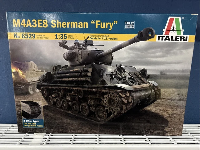 ITALERI M4A3E8 SHERMAN Tank Fury 6529 1:35 Military Model Kit NEW BOX ...