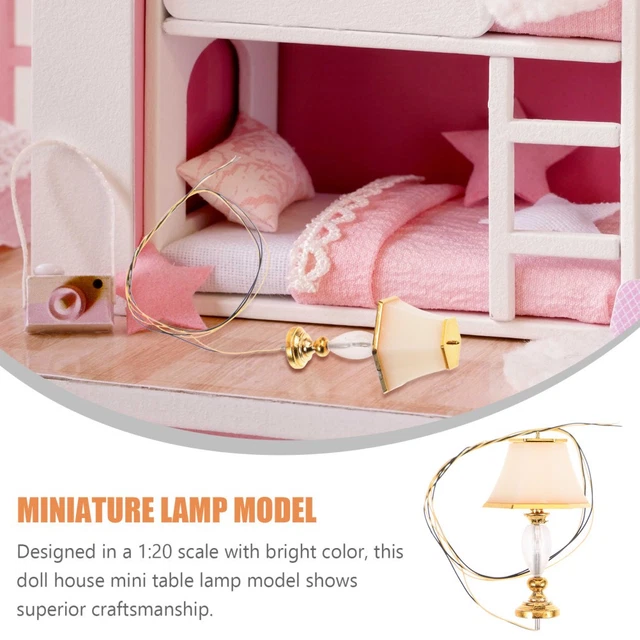 SIMULATED HEXAGONAL TABLE Lamp Mini House Dollshouse Lamps Furniture £7 ...
