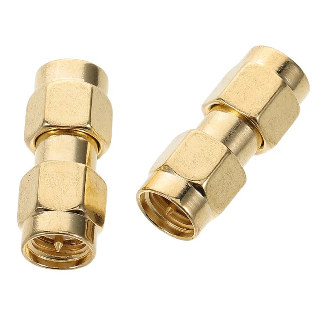 2 PCS SMA Coaxial Connector Radio Coupler Cable Adapter Male Connectors ...