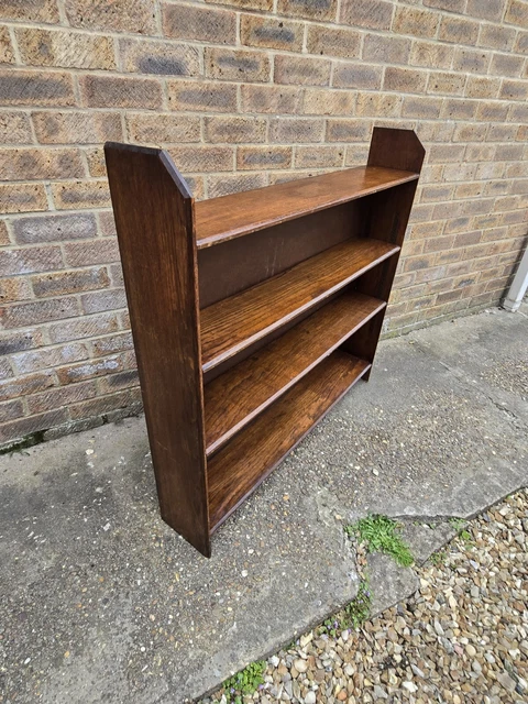 VINTAGE 1950’S BEVEL Edged Oak Bookcase with Adjustable Shelves £279.99 - PicClick UK