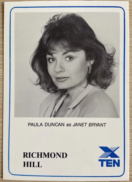 RICHMOND HILL PAULA Duncan (Janet Bryant) Original 1988 Cast Fan Card ...