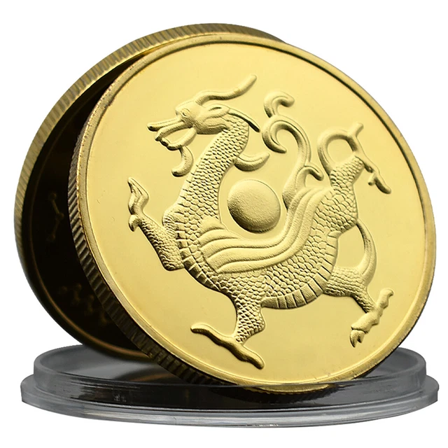 ANCIENT CHINESE MYTHOLOGY Azure Dragon God Beast Gold Plated Taiji ...