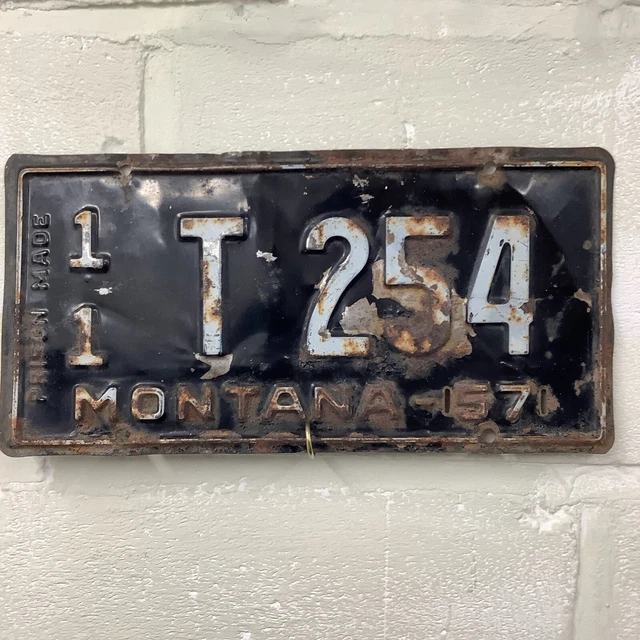 VINTAGE AMERICAN PRISON made number plate license plate 1957 man cave ...