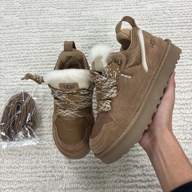 UGG LOWMEL CHESTNUT Suede Sheepskin Trainers Women Sizes UK 6 EU39 New ...