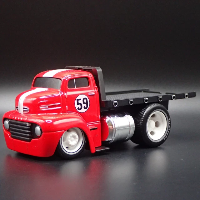 1950 50 FORD Coe Flatbed Tow Truck Car Hauler Red 1:64 Scale Diecast ...