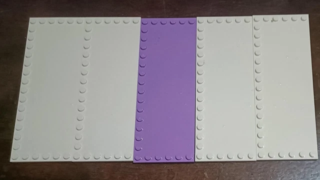 5 X LEGO Tile Modified 6x16 with Studs on Edge White 6205 White Medium ...
