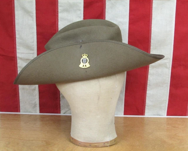 VINTAGE WWII AUSTRALIAN Army Royal Corps Military Slouch Hat w/Pin 6 3/ ...