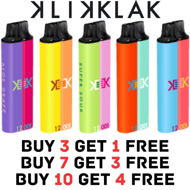 KLIK KLAK DUAL Disposable Vape Pen 20mg Nic Salt 600Puff ecig Bars Pod ...