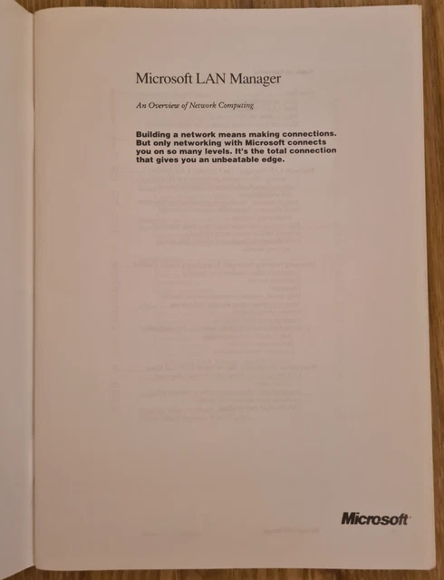 MICROSOFT LAN MANAGER - Overview of Network Computing (Strategic White Paper) $24.95 - PicClick AU