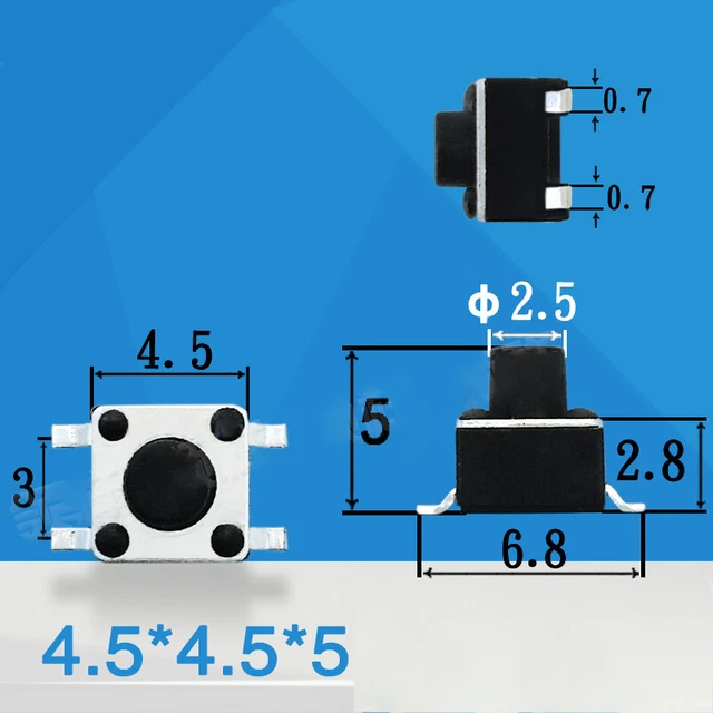 PCB SMD MOMENTARY Tactile Tact Push Button Switch 4 Pin DIP 4 SPST 4 ...
