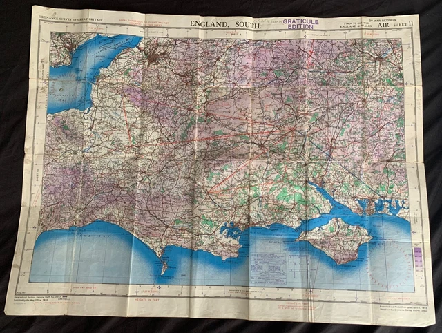 WW2 WAR Office RAF Map "ENGLAND, SOUTH" - Air sheet 11 - 2nd War ...