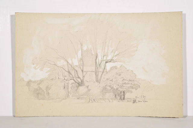 JULES CULVERT 1881-1961 Drawing Orig. 1906 Home Behind Trees Quai D ... JULES CULVERT 1881-1961 Drawing Orig. 1906 Home Behind Trees Quai D ...