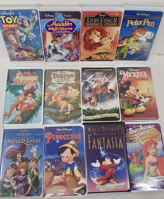 (12) VINTAGE VHS tapes Animated CLAMSHELL DISNEY HOME VIDEO MOVIES Lot ...