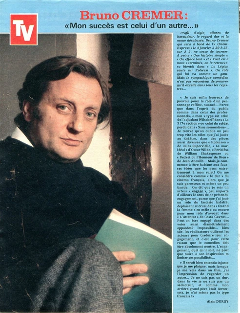 COUPURE DE PRESSE Clipping 1980 Bruno Cremer (1 page) EUR 3,00 ...
