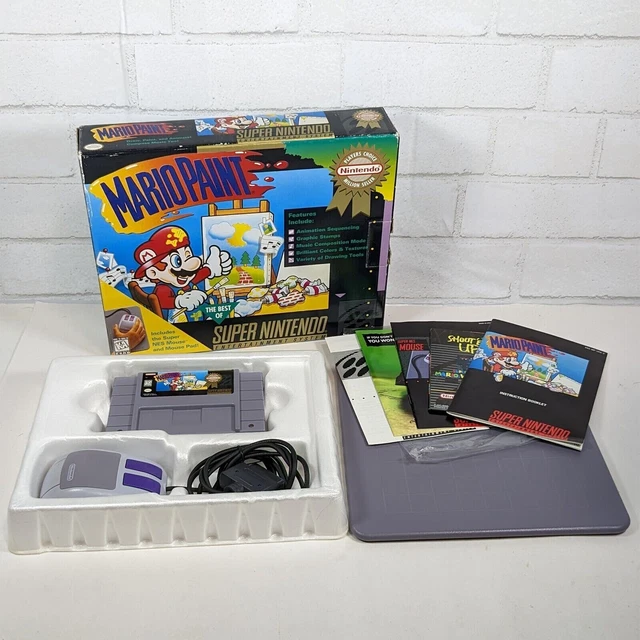 SUPER NINTENDO MARIO Paint SNES Box Manual Mouse Pad Game $199.99 ...