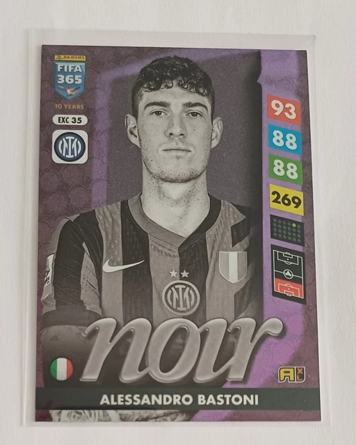 CARTE CARD NOIR Alessandro BASTONI Inter Milan PANINI ADRENALYN XL FIFA ...