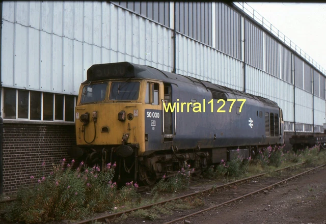 ORIGINAL RAILWAY SLIDE Class 50 50030 at Doncaster Works +rights £3.99 ...
