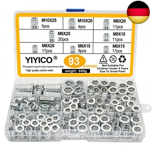 EINSCHRAUBMUTTER GEWINDEEINSATZ HOLZ Einschraubmuffen M6 M8 M10 Gewindebuchse EUR 16,65 ...