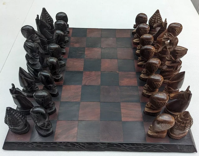 AFRICAN WOODEN CHESS Set And Board Chess Set Big Pieces HandCrafted ...