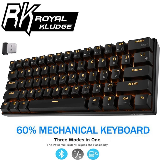 ROYAL KLUDGE RK61 Tri-Mode Wireless Mechanical RED SWITCH Keyboard ...