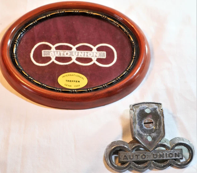RARE LOT AUDI AUTO-UNION A10 insigne AUTO-UNION et cadre avec broderie ...