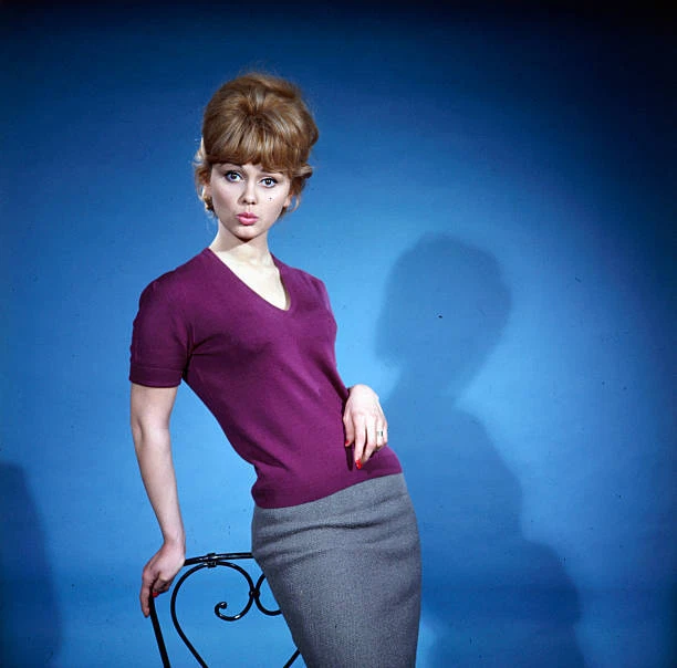 FRENCH ACTRESS FRANCE Anglade Posed Wearing A Purple V-Neck To 1960s ...