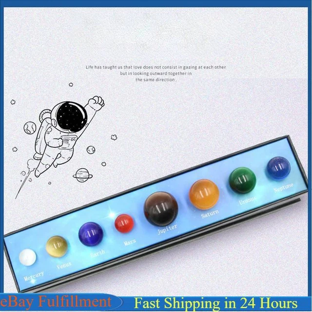 NATURAL EIGHT PLANET Chatoyancy Crystal Sphere Solar System Stone ...